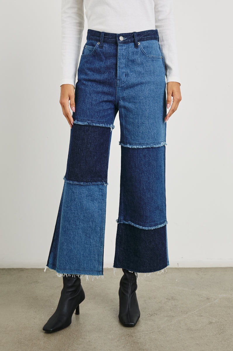 GETTY CROP WIDE LEG - INDIGO PATCHWORK – Rails