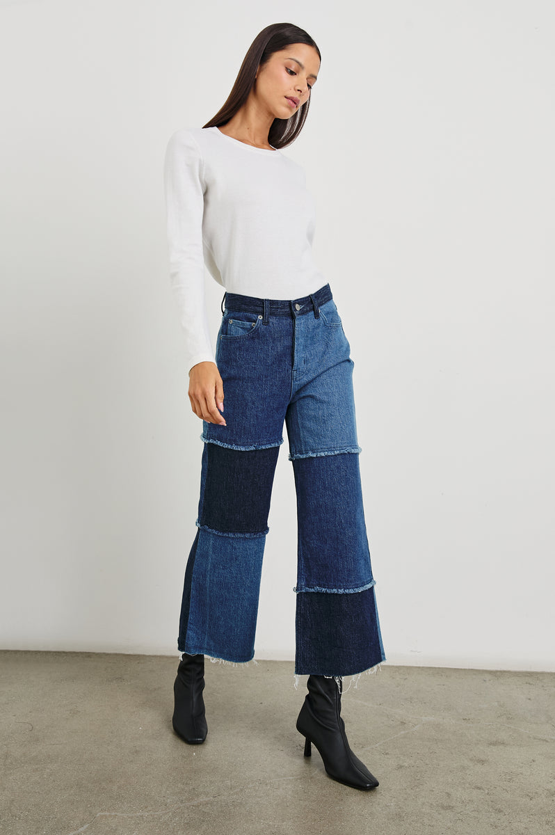 GETTY CROP WIDE LEG - INDIGO PATCHWORK – Rails