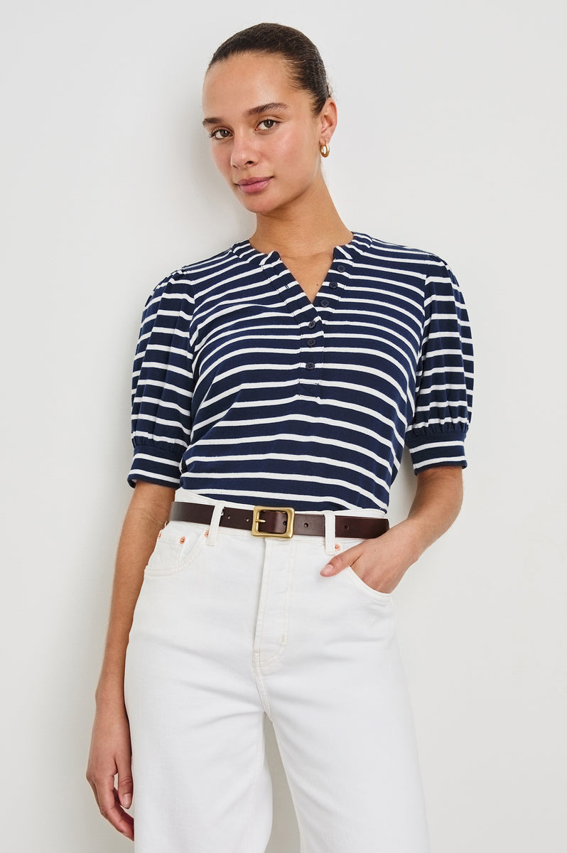 JEWEL TOP - NAVY IVORY STRIPE – Rails