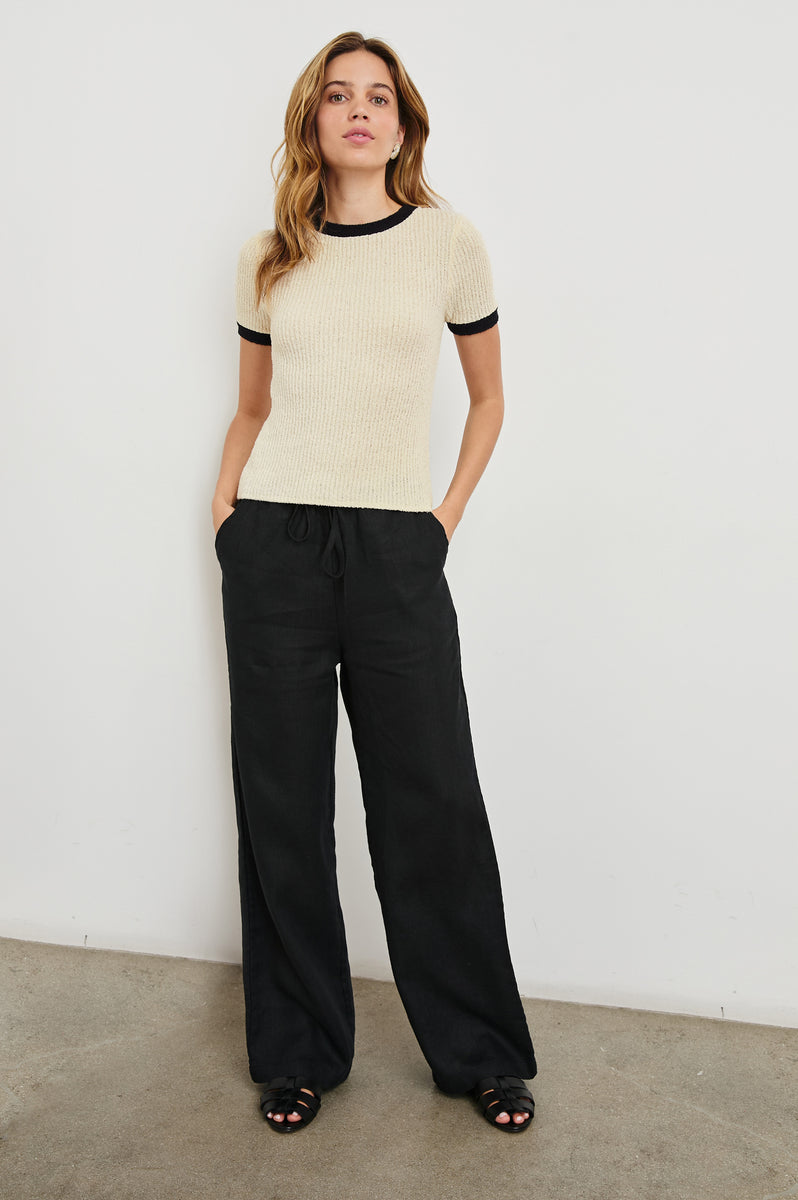 MEREDITH TOP - IVORY BLACK – Rails