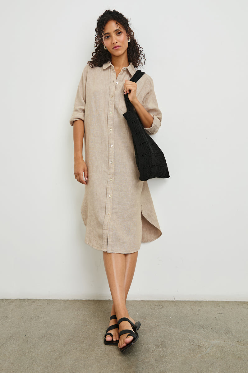 VAL SHIRT DRESS - HEATHERED FLAX – Rails