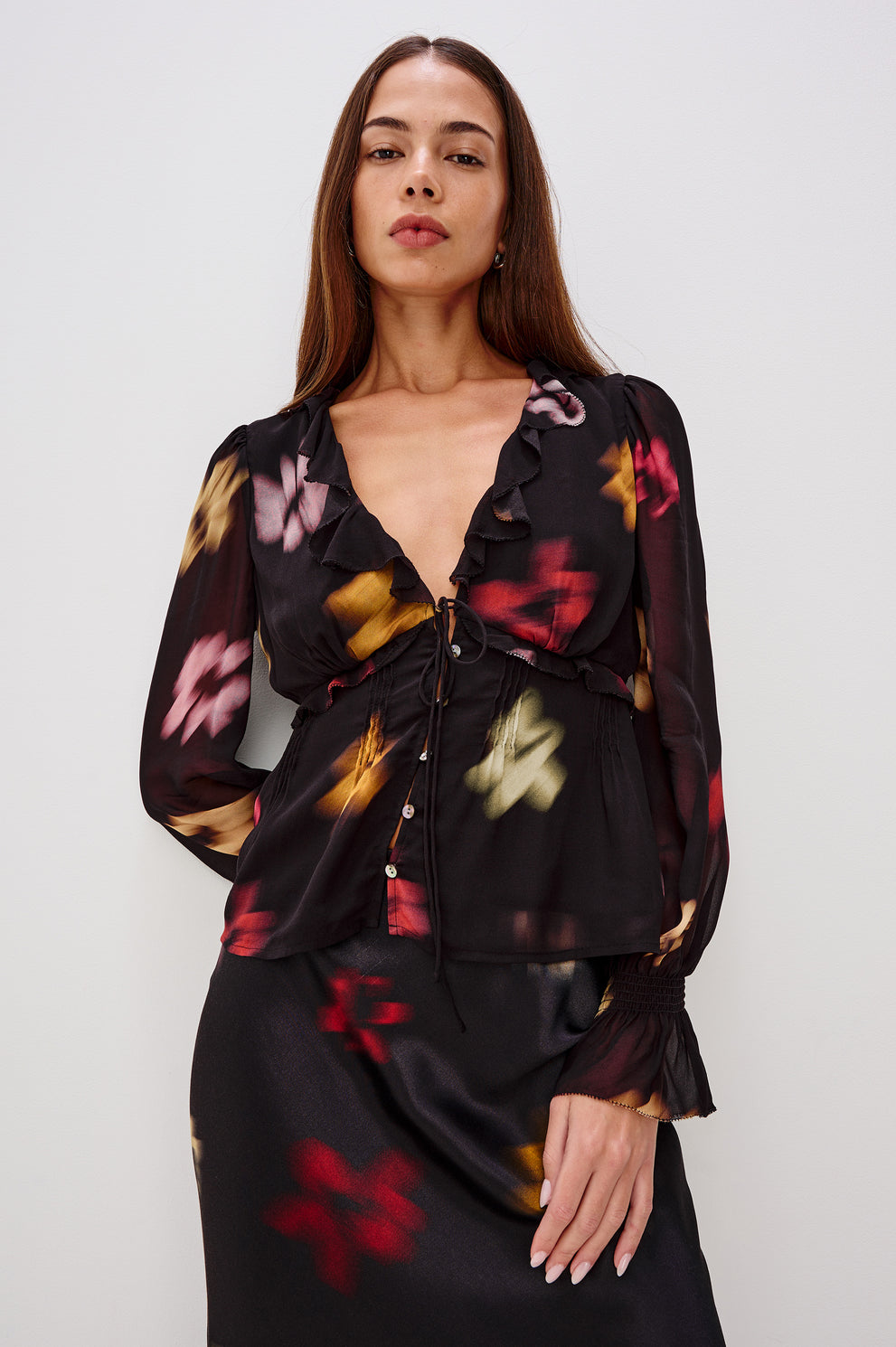 ALIXA TOP - ONYX BLURRED FLORAL – Rails
