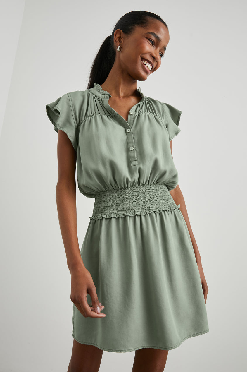 AMINA DRESS - SAGE DENIM – Rails