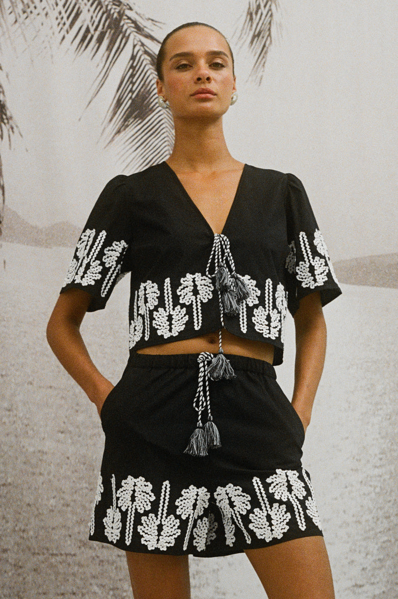 ARMANDA SHORT - BLACK IVORY PALM TREES – Rails