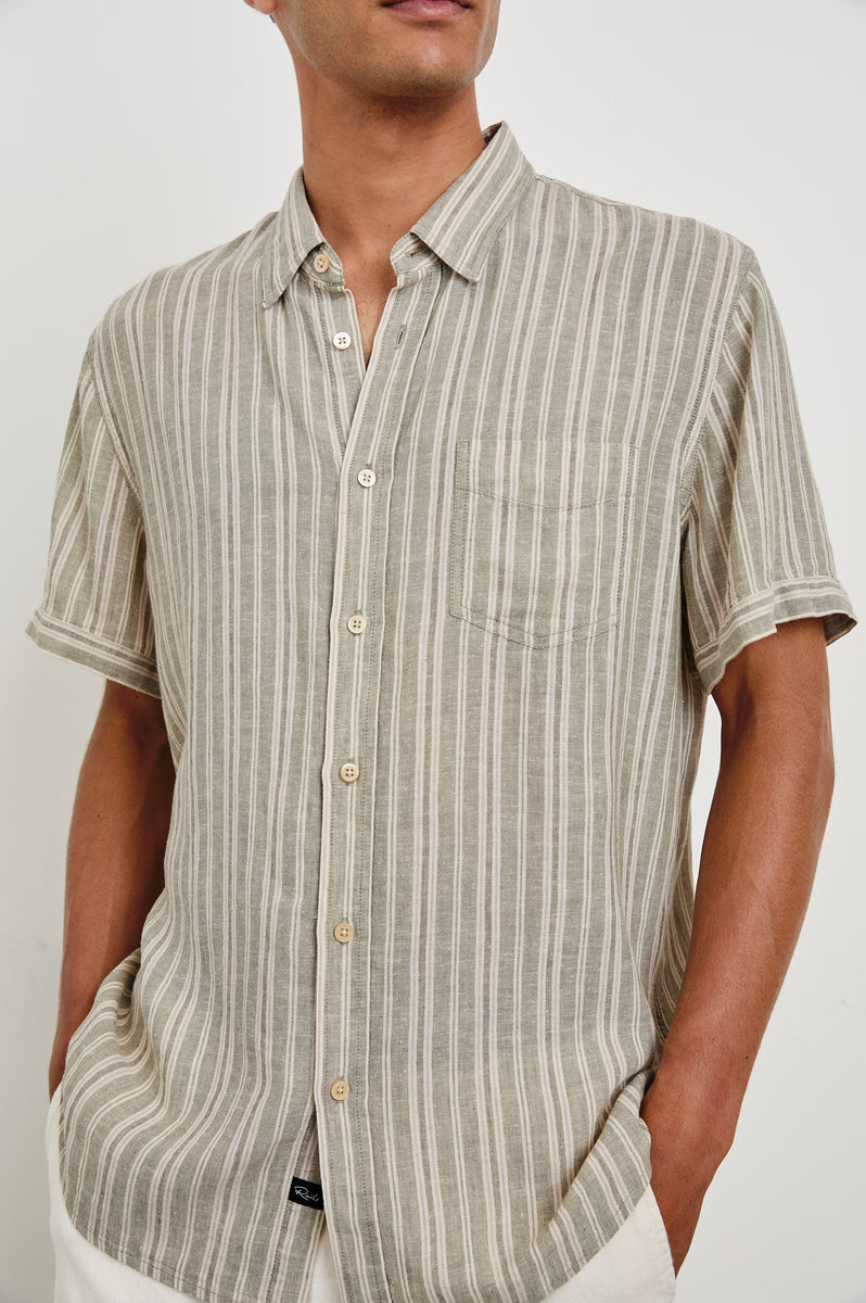 CARSON SHIRT - ALMOND MAUVE STRIPE – Rails