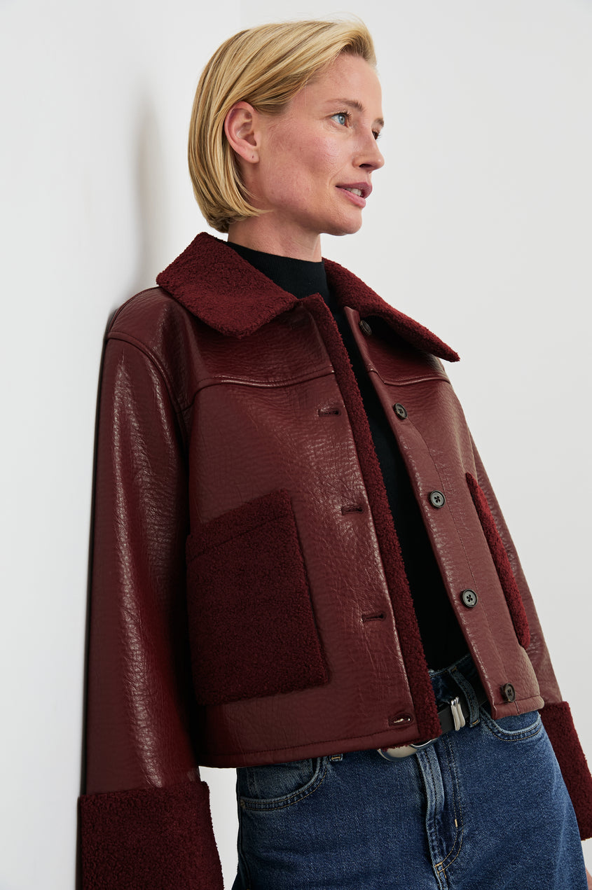 DRIA JACKET - MAROON SHEARLING – Rails