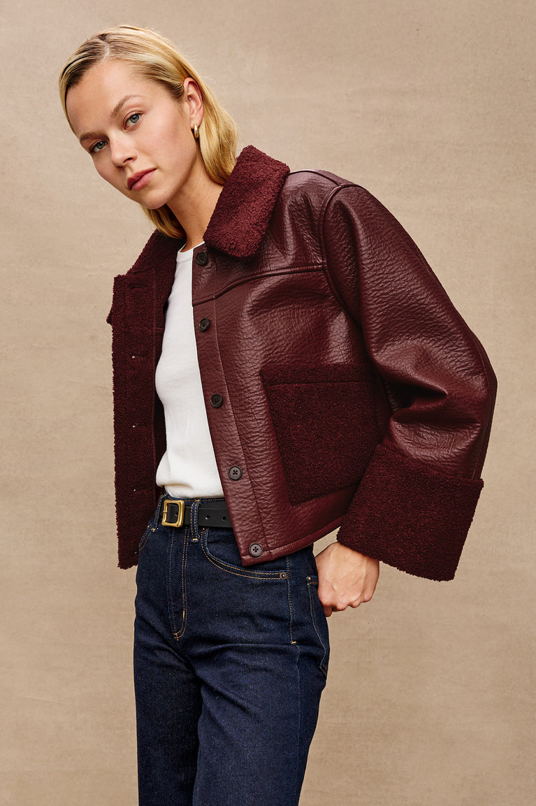 DRIA JACKET - MAROON SHEARLING – Rails