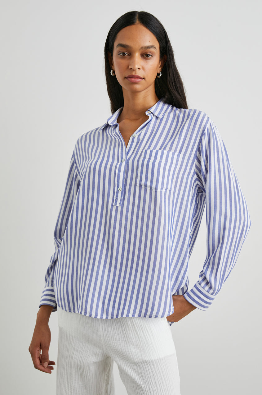 ELLE SHIRT - BLUE WHITE STRIPE – Rails