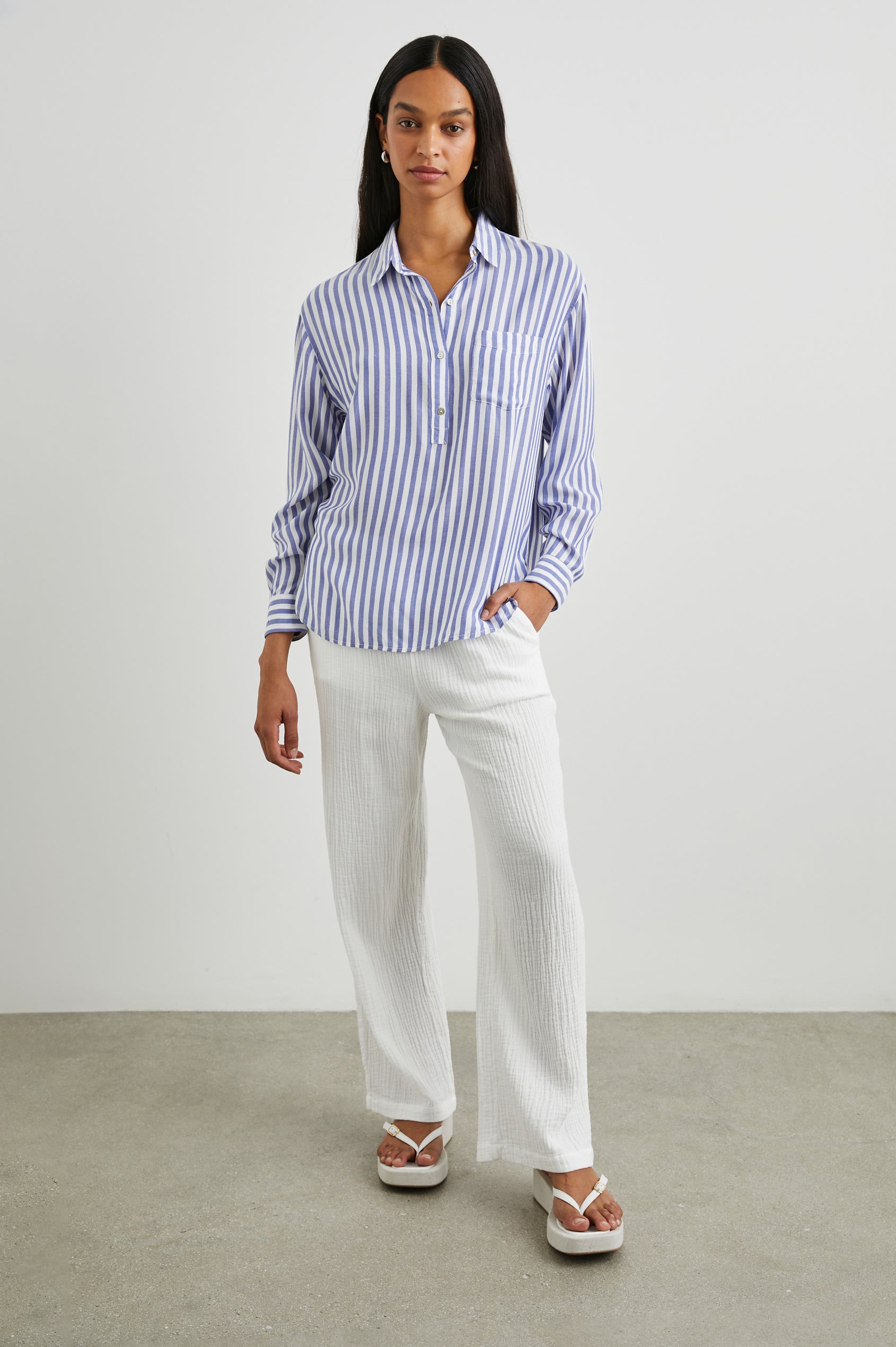 ELLE SHIRT - BLUE WHITE STRIPE – Rails