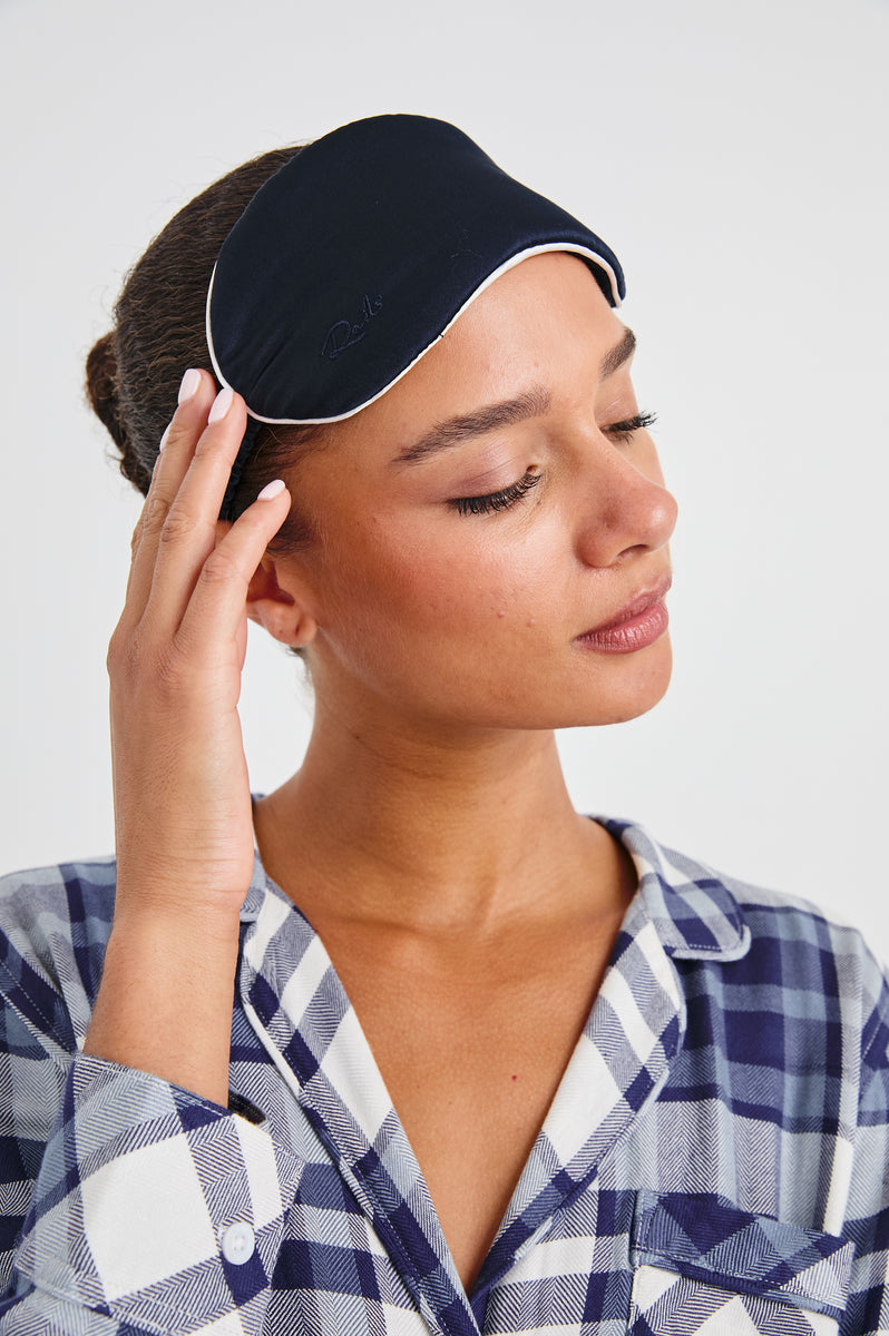 SILK EYE MASK - NAVY WHITE – Rails