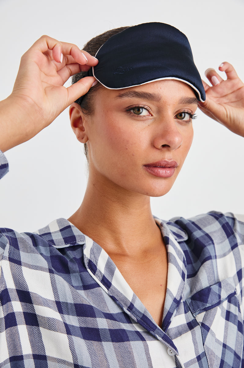 SILK EYE MASK - NAVY WHITE – Rails