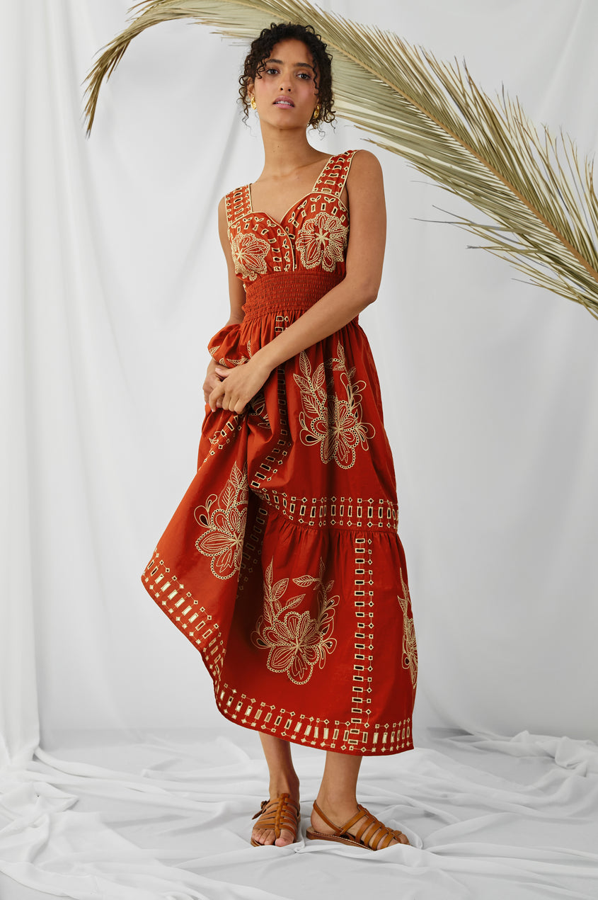 FAWN DRESS - WHITE BLUE EMBROIDERY – Rails