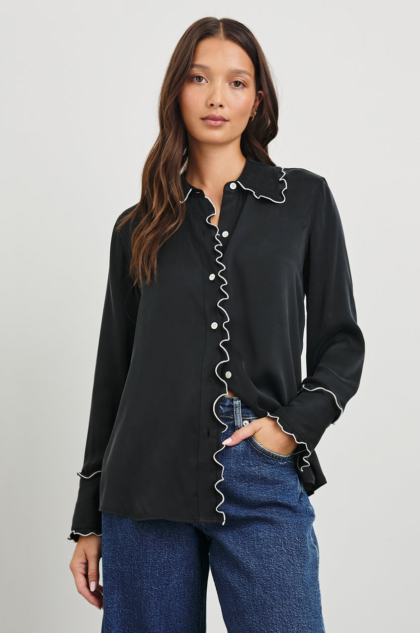 FIA SHIRT - BLACK WHITE PIPING – Rails