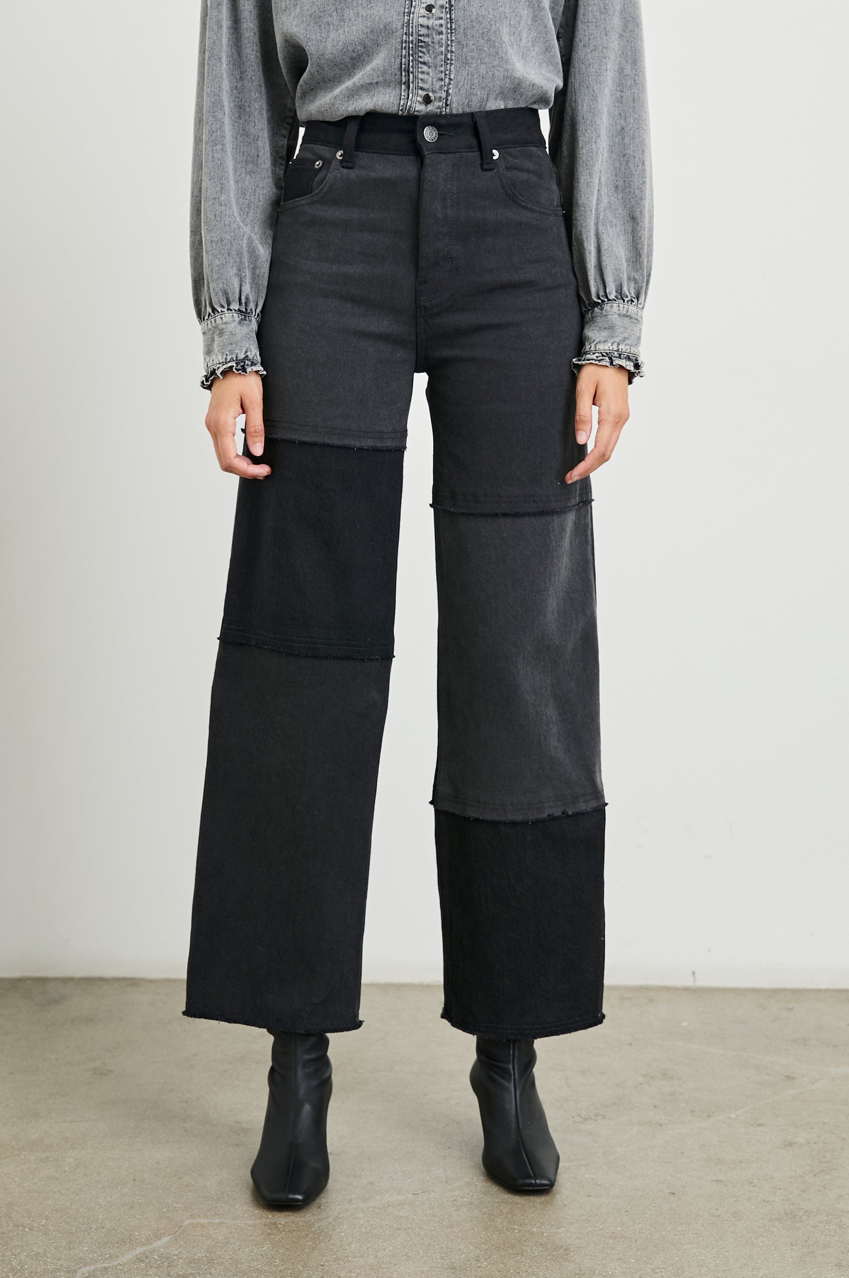 GETTY CROP WIDE LEG - BLACK PATCHWORK – Rails