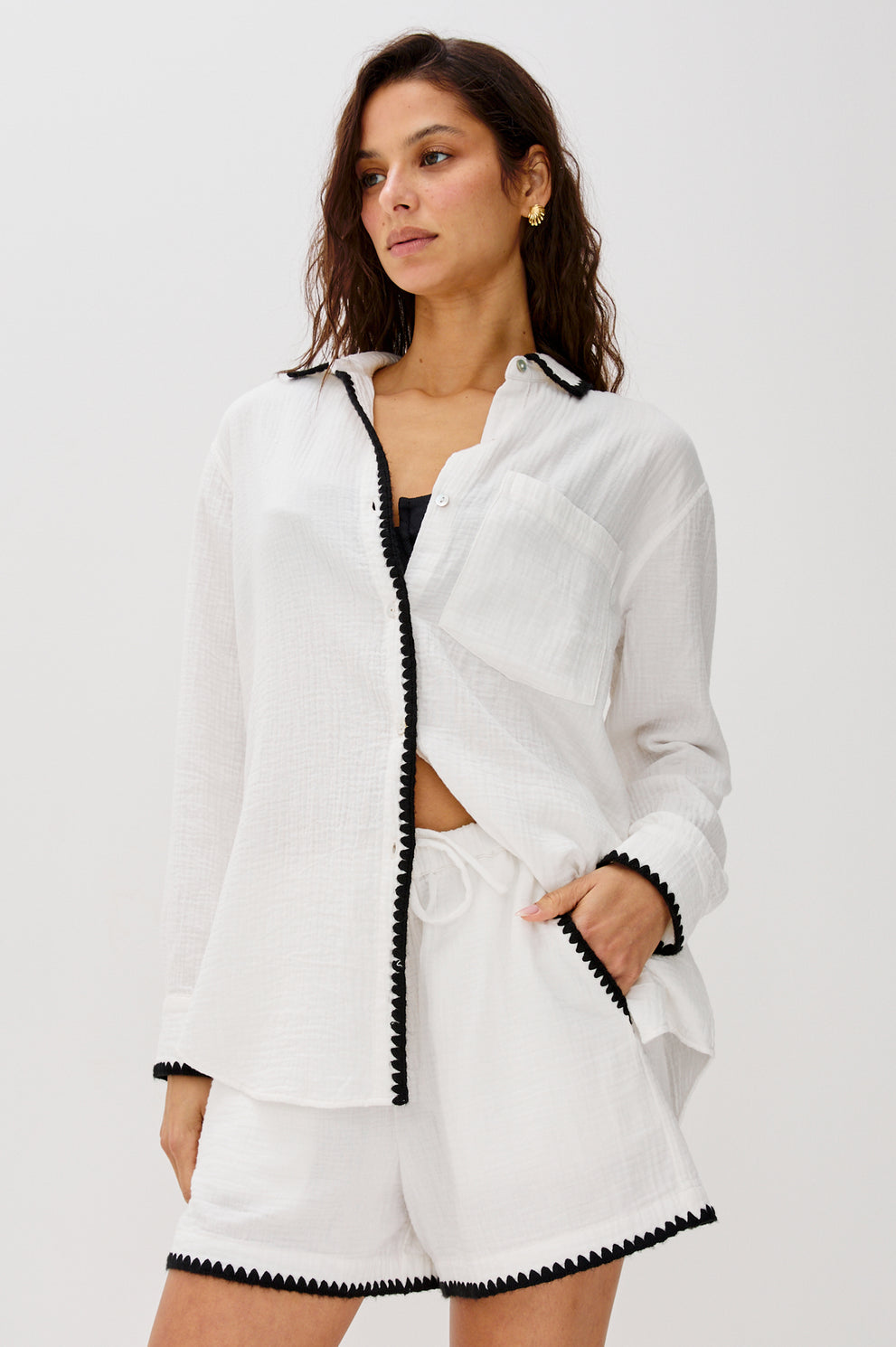 RAILS X LSPACE IDANIA SHIRT - BLACK BLANKET STITCH – Rails