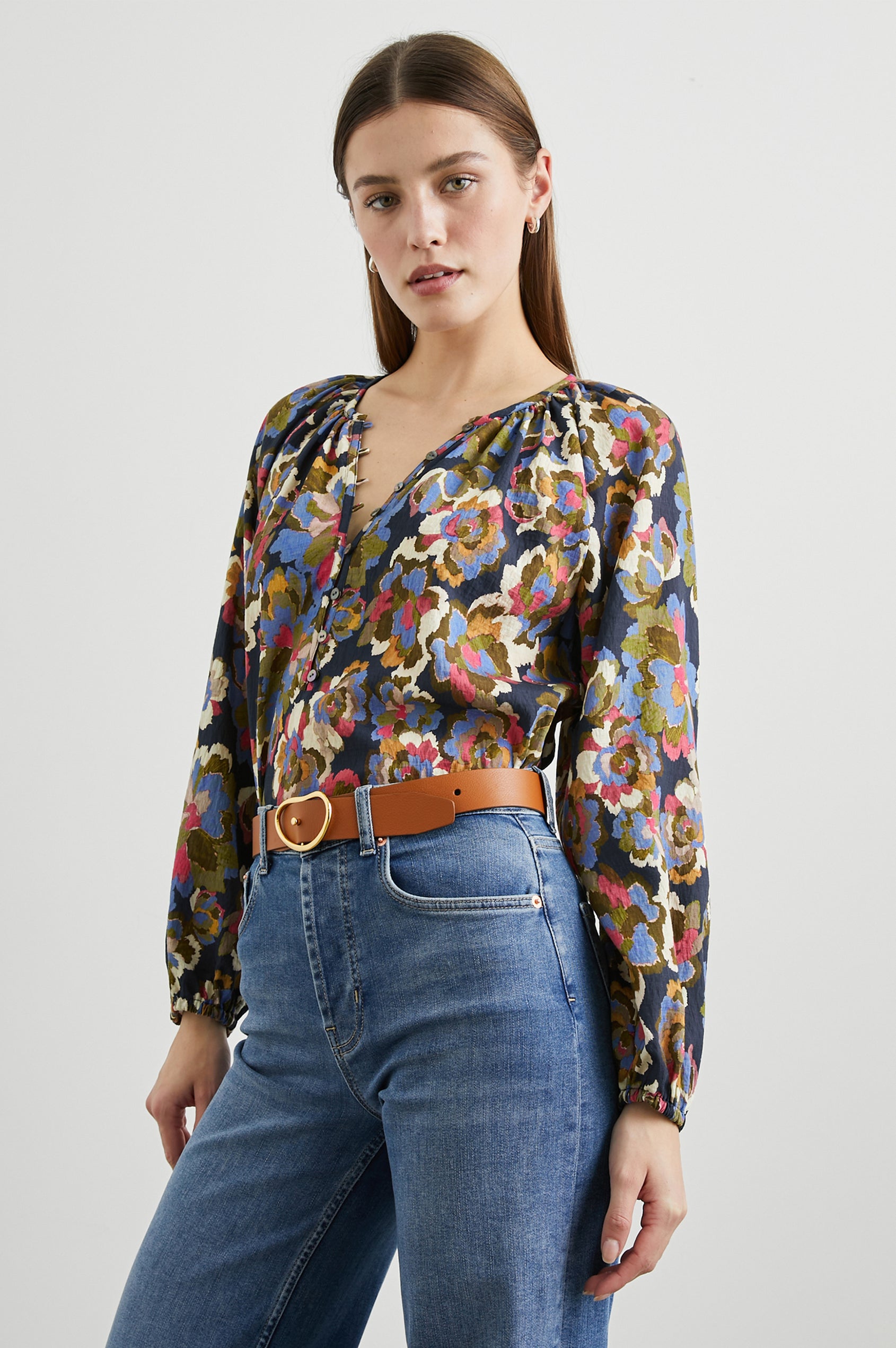 INDI TOP - NAVY WILDFLOWER – Rails