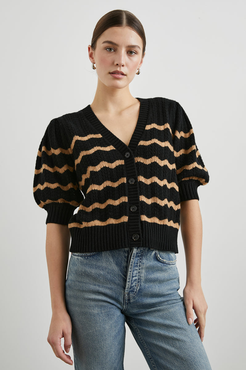 ISLA CARDIGAN - BLACK CAMEL STRIPE – Rails