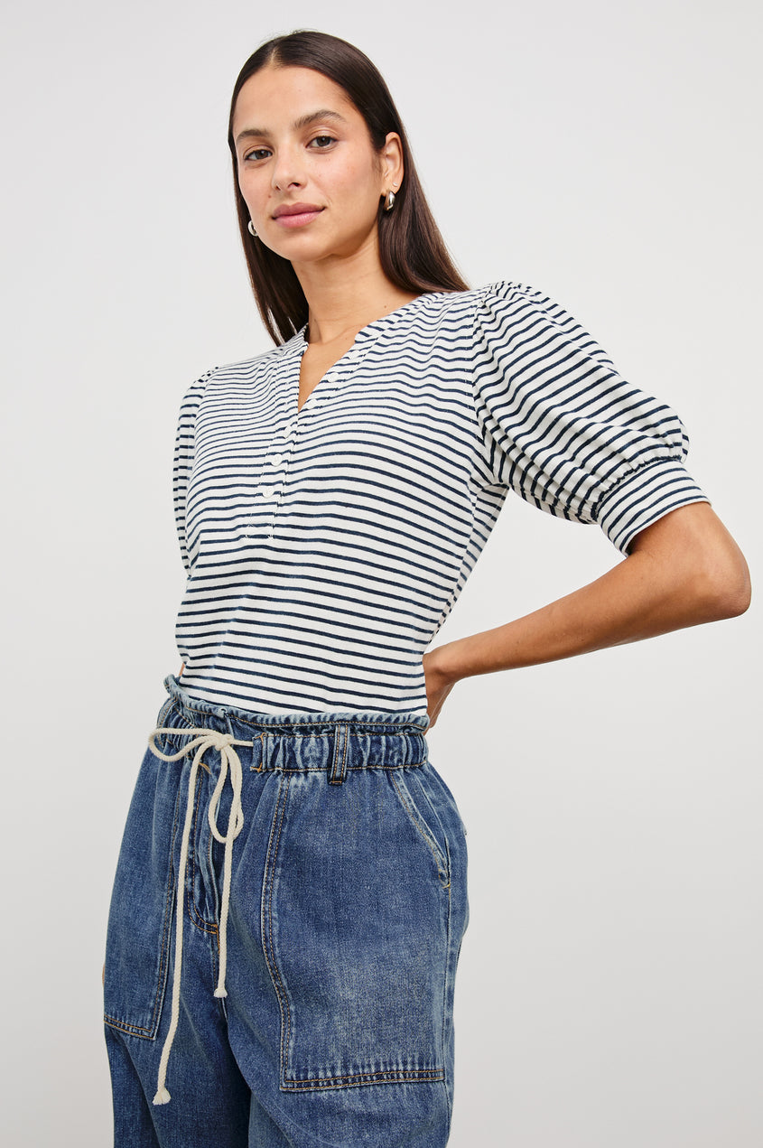 JEWEL TOP - NAVY IVORY STRIPE – Rails