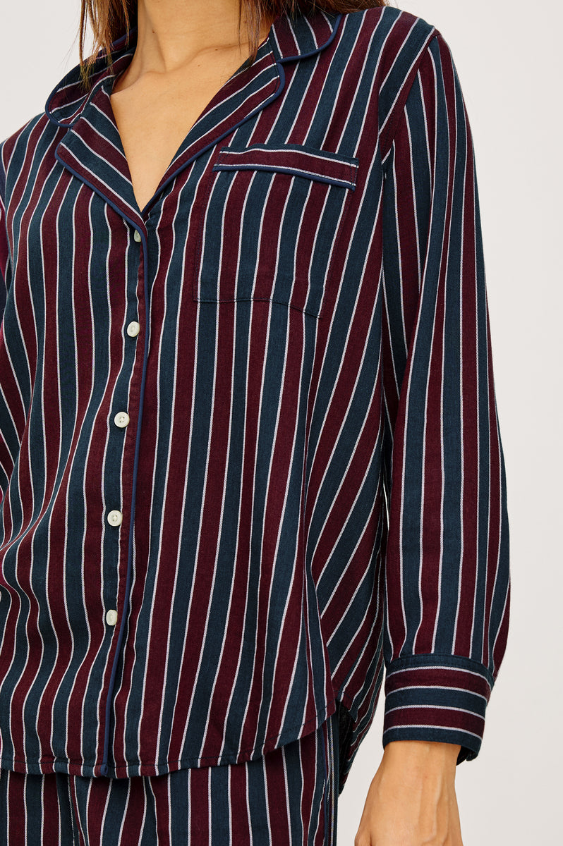 LUNA PAJAMA SET - NAVY OXBLOOD STRIPE – Rails