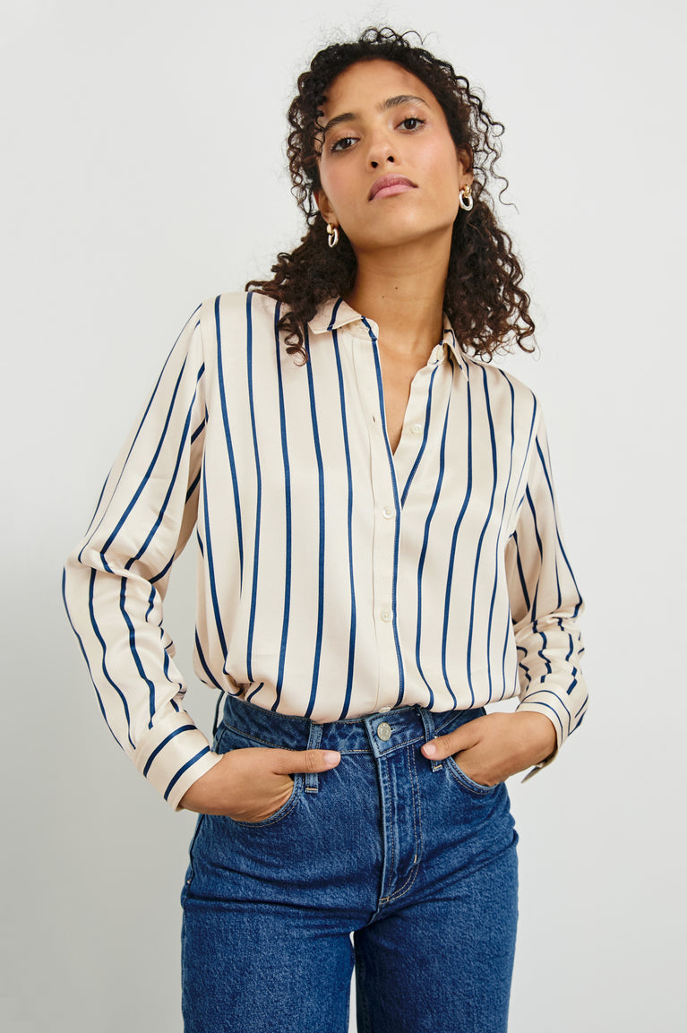 MARIA SHIRT - CERAMIC NAVY STRIPE – Rails
