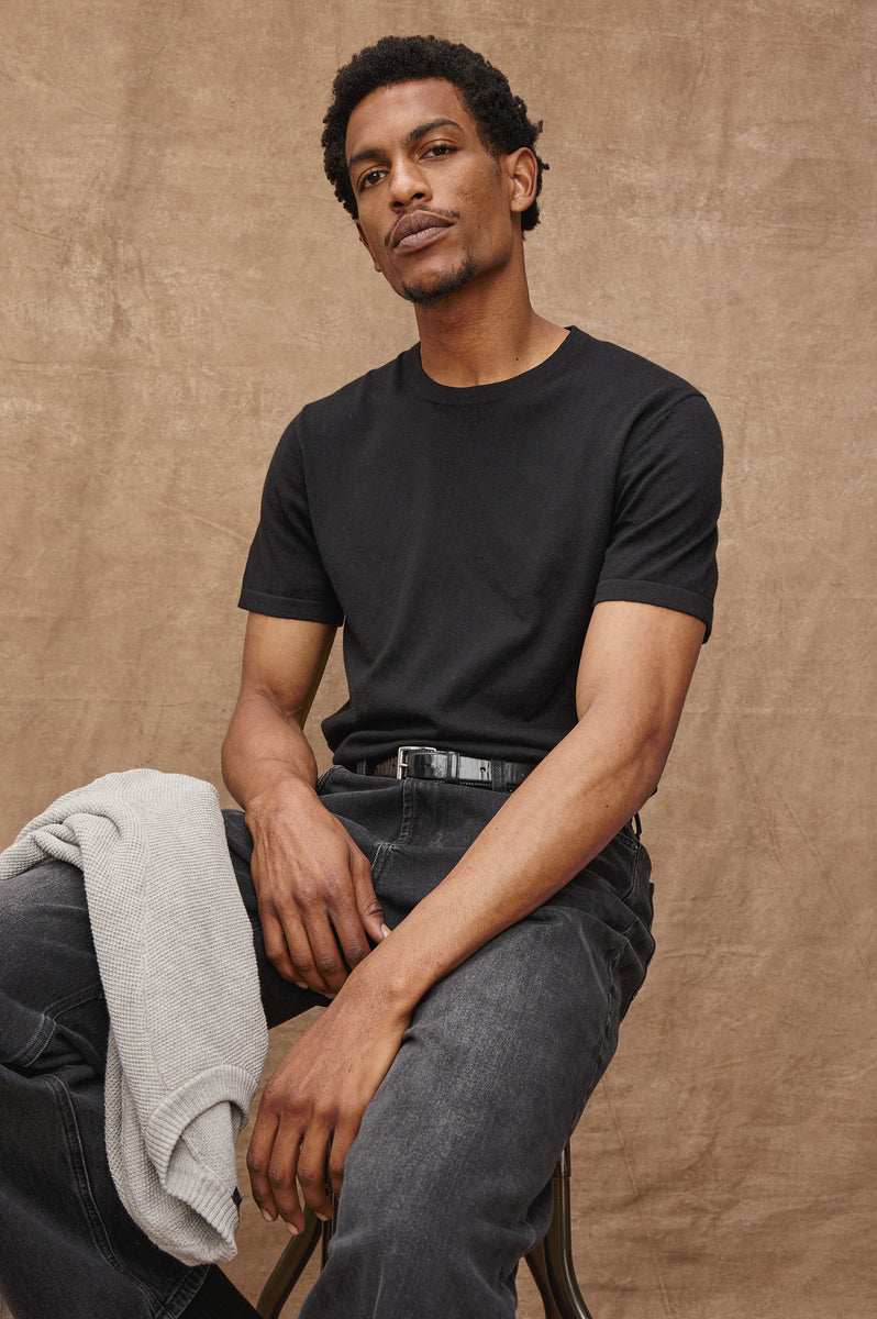 MASON COTTON CASHMERE T-SHIRT - BLACK – Rails