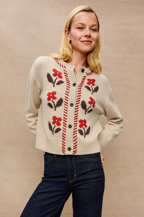 MAVIE CARDIGAN - CARMINE FLORAL – Rails