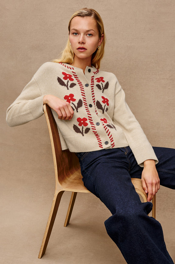 MAVIE CARDIGAN - CARMINE FLORAL – Rails