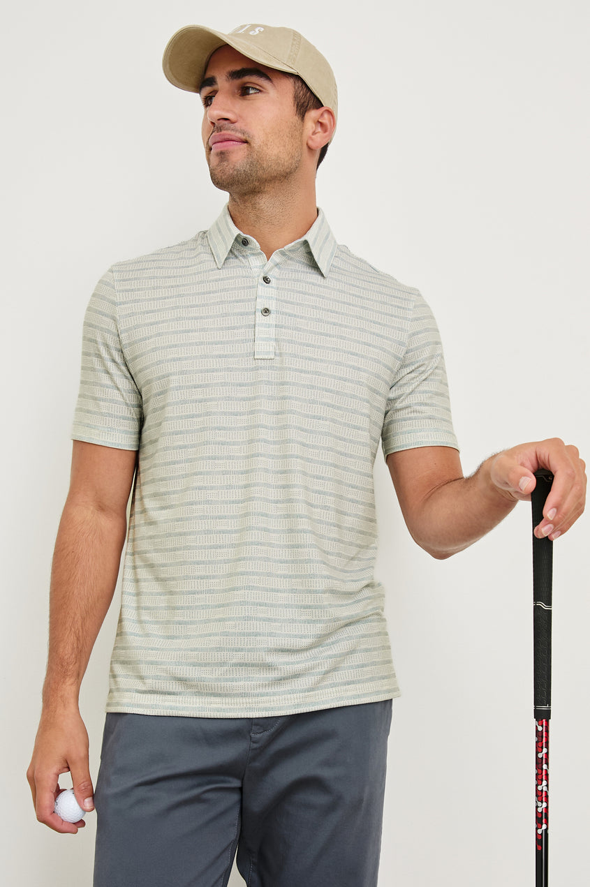 MERCED GOLF POLO SHIRT - SASHIKO BORDER WHITE – Rails