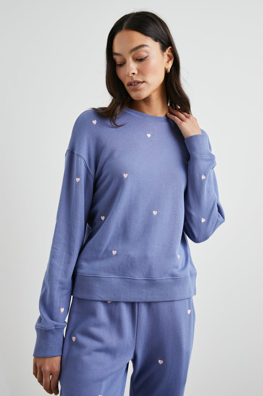 RAMONA SWEATSHIRT - PINK HEART EMBROIDERY – Rails