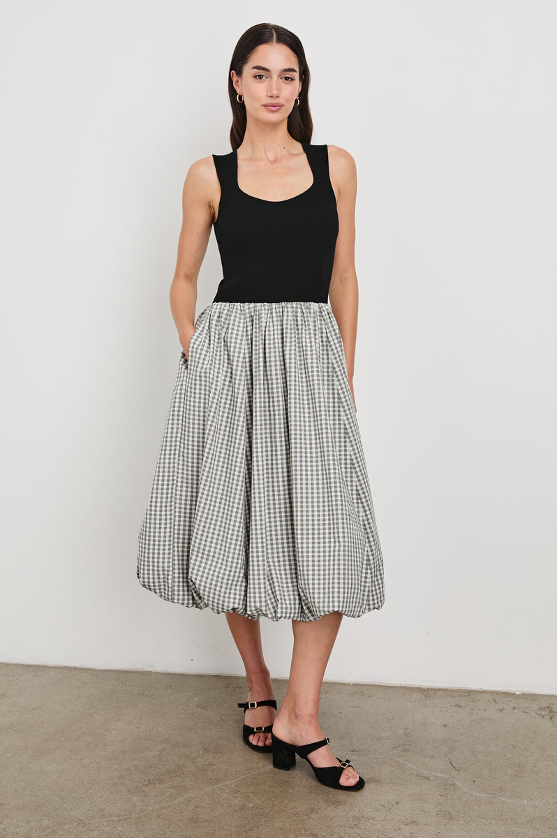 ROSALIND DRESS - IVORY JET GINGHAM BLACK – Rails
