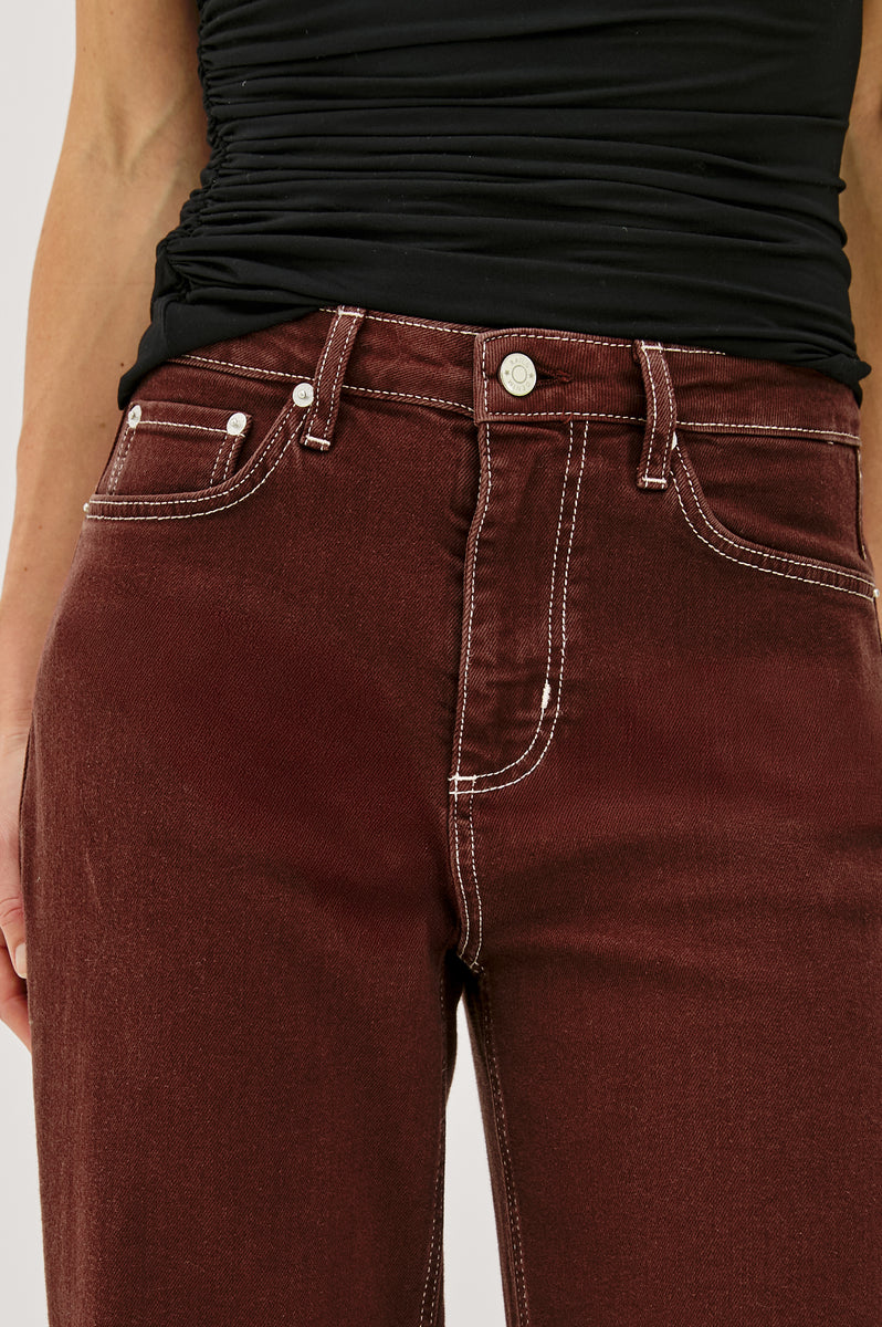 SAMO BARREL LEG - CHOCOLATE CONTRAST STITCH – Rails