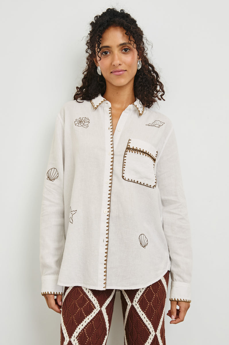 SAYA SHIRT - WHITE MARINE EMBROIDERY – Rails