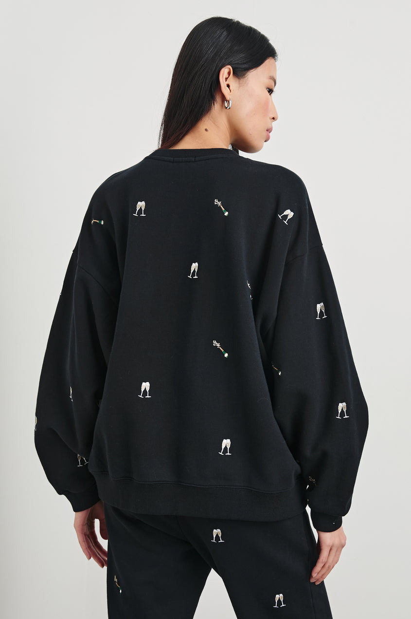 THE VARSITY SWEATSHIRT - BLACK CHAMPAGNE EMBROIDERY – Rails