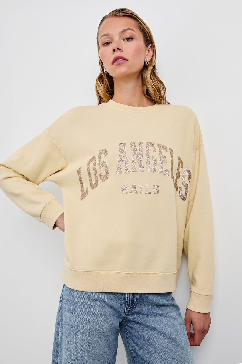 THE VARSITY SWEATSHIRT - LOS ANGELES GOLD GLITTER – Rails