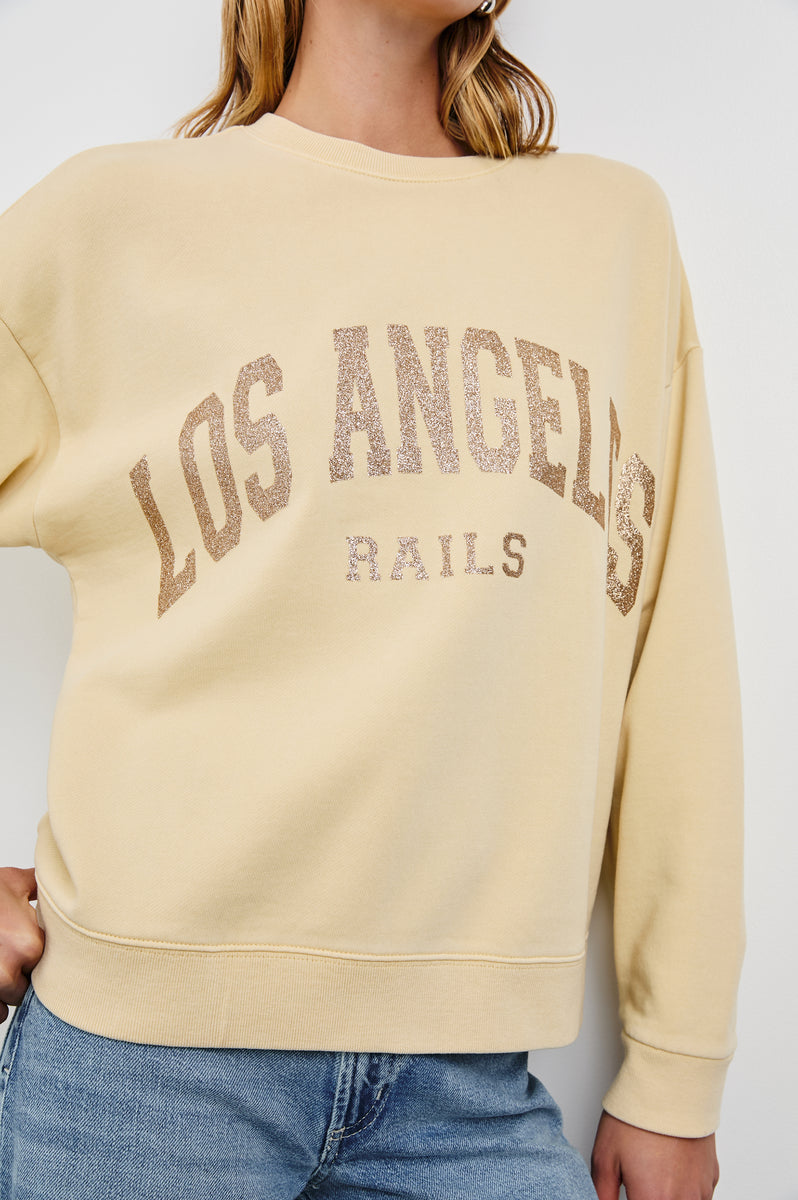 THE VARSITY SWEATSHIRT - LOS ANGELES GOLD GLITTER – Rails